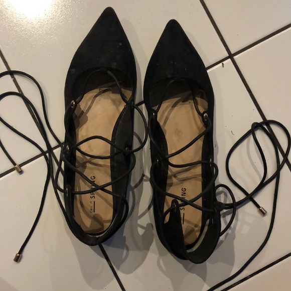 Shoes | Call It Spring Black Ballet Lace Flats | Poshmark